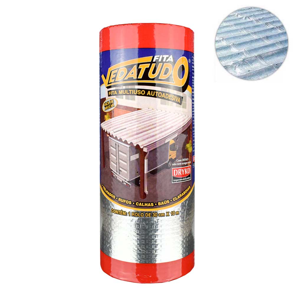 Manta Asfáltica 30cm x 10mts Auto Colante Adesiva Aluminizada Dryko ...