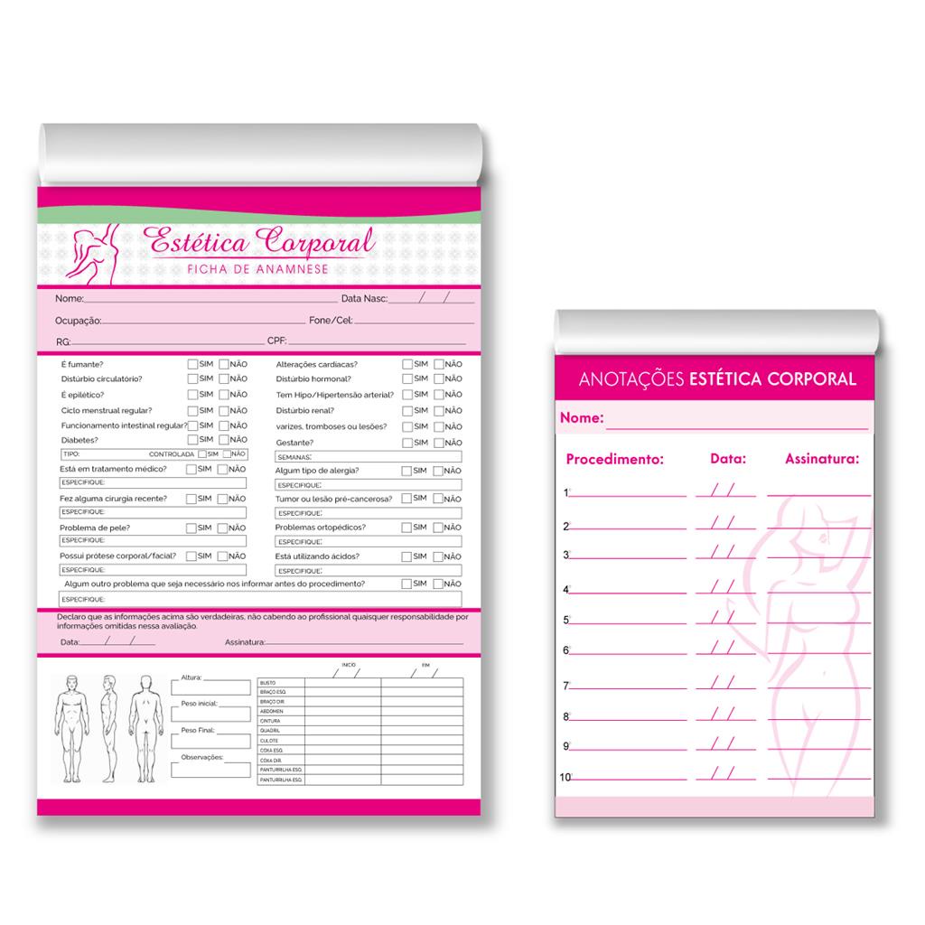 Ficha Estetica Corporal Avaliacao Protocolo 6 Blocos | Shopee Brasil