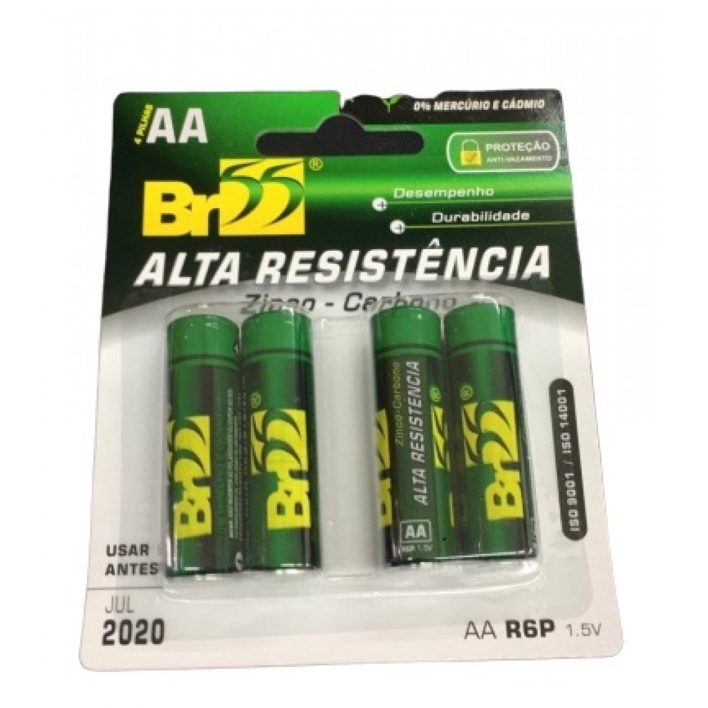 Kit 4 Pilhas comun Bateria AA Pequena Alta Resistência Br-55 - 1,5v ...
