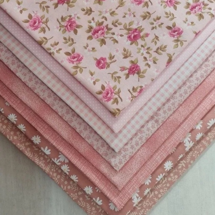 Tecido Tricoline Rosa Kit 8 Retalhos 50 X 70 Cm - | Shopee Brasil