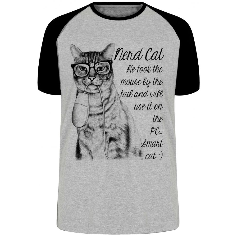 Camiseta Raglan Gato Nerd Mouse | Shopee Brasil