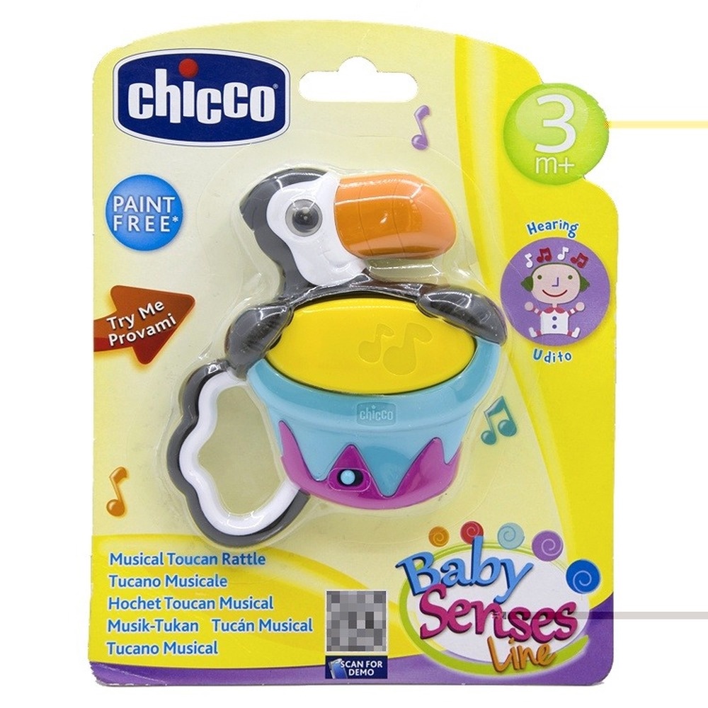 Linha CHICCO BABY SENSES Soothing Toy Music Som Efeito Luz Papagaio ...