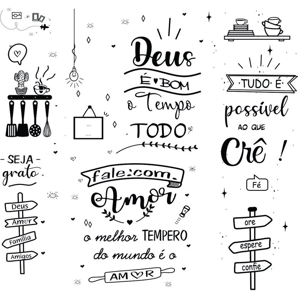 Papel de parede Deus tempo todo lettering | Shopee Brasil
