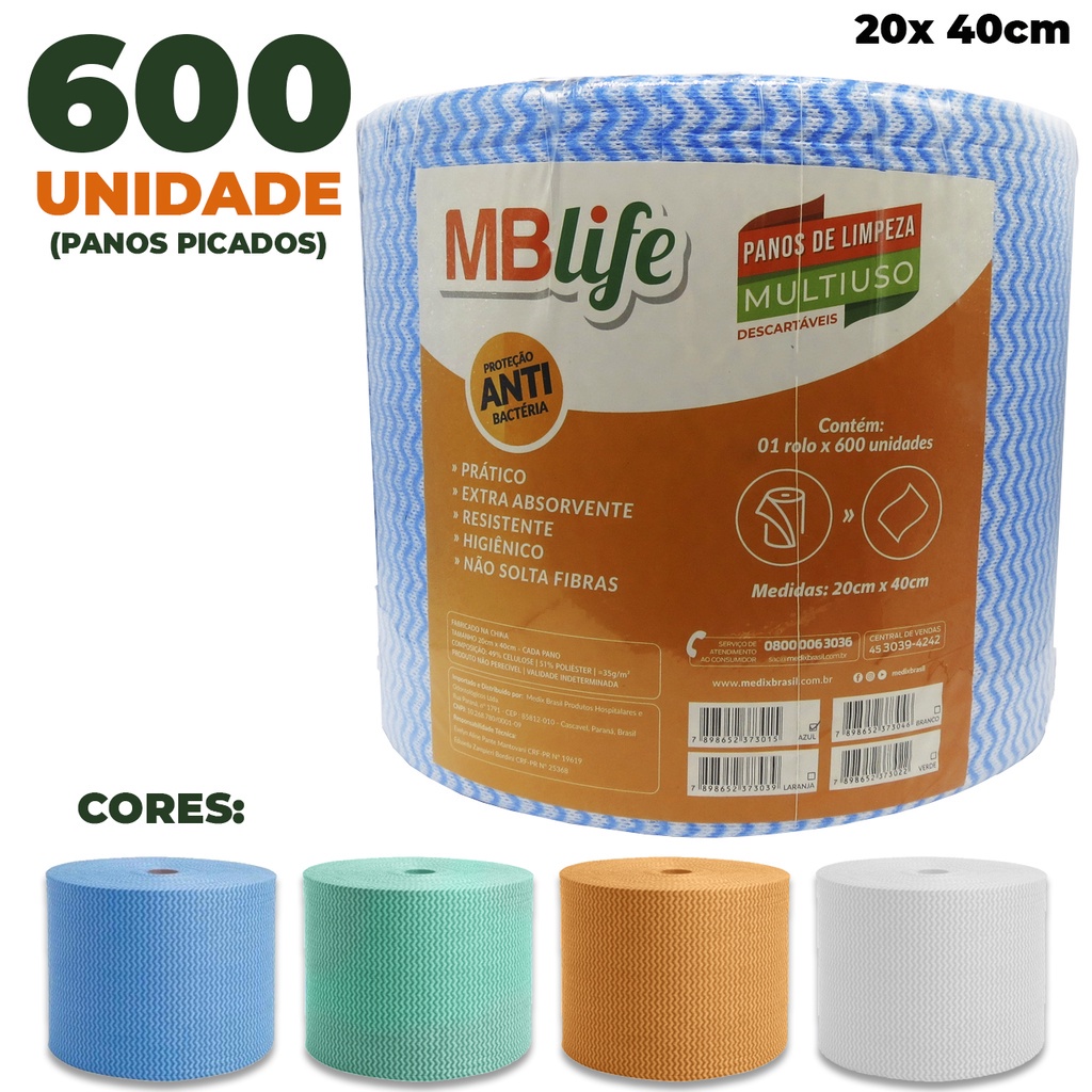 Pano Perflex Multiuso Limpeza Rolo 240mts - 600 panos Medix | Shopee Brasil