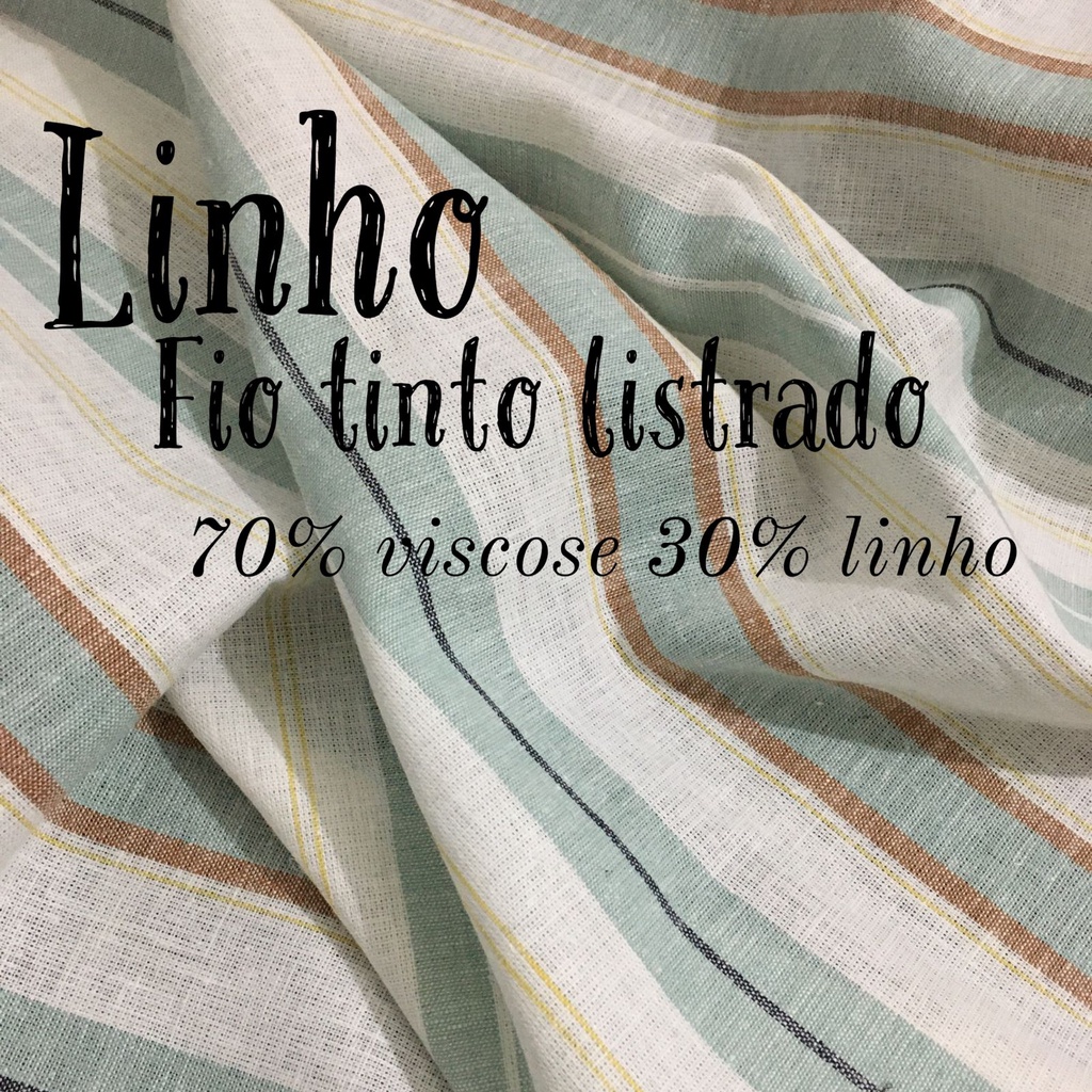Tecido Linho Listrado Fio Tinto (1m X 1,50m) | Shopee Brasil