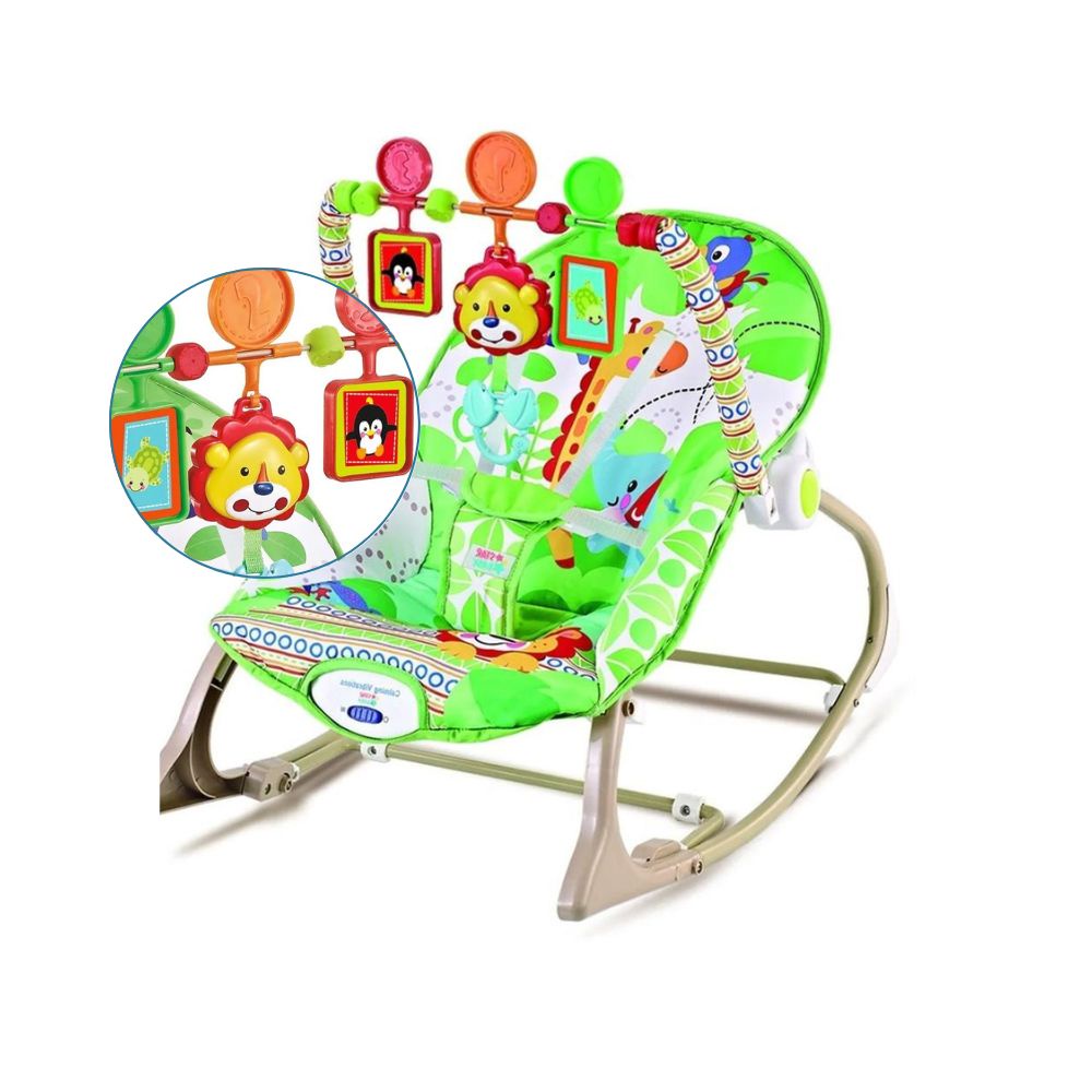 Cadeira de Descanso Bebê Balanço Musical Vibratória até 18Kg - Verde ...
