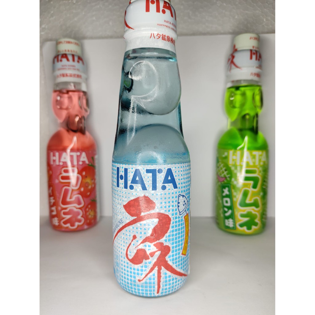 Bebida Japonesa Ramune Sabores: Soda, Morango e Melão Garrafa 200ml ...