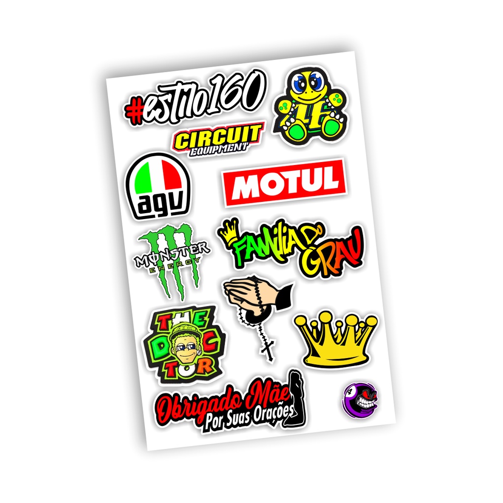Cartela Adesivos Moto Carro Bike Caminhao Kit Pack Adesivo 4 | Shopee Brasil
