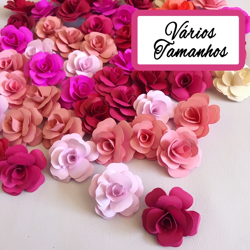 Rosas Flores de Papel Multicor Topo topper Festa aniversario - 12 ...