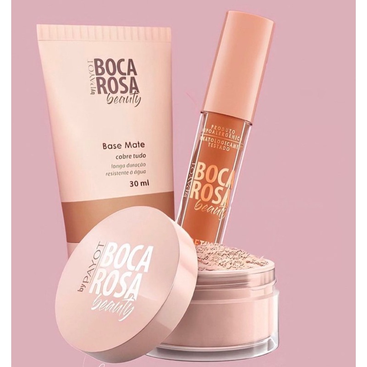 Kit boca rosa Base Pó e Corretivo trio boca rosa po | Shopee Brasil