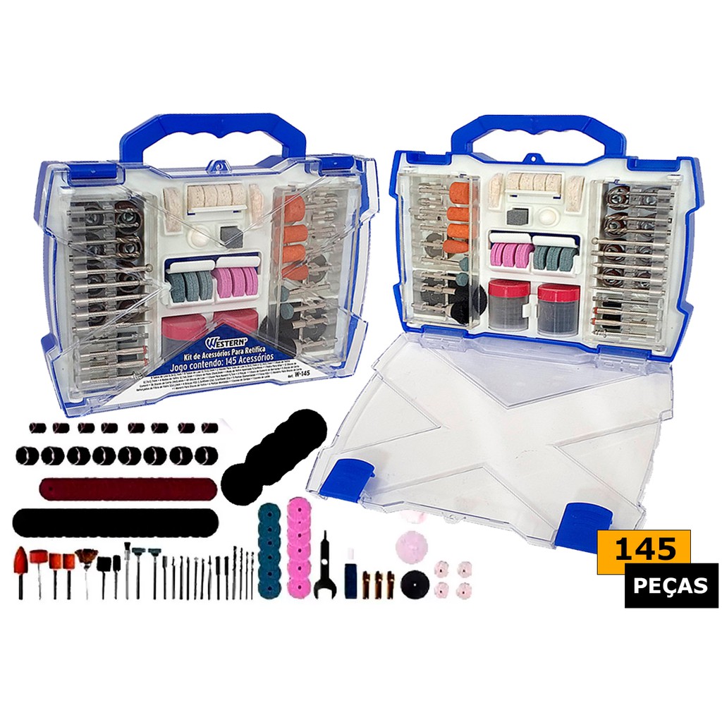 Kit Jogo De Acessórios Para Micro Retífica E Mini Retífica Com 145 Pçs ...