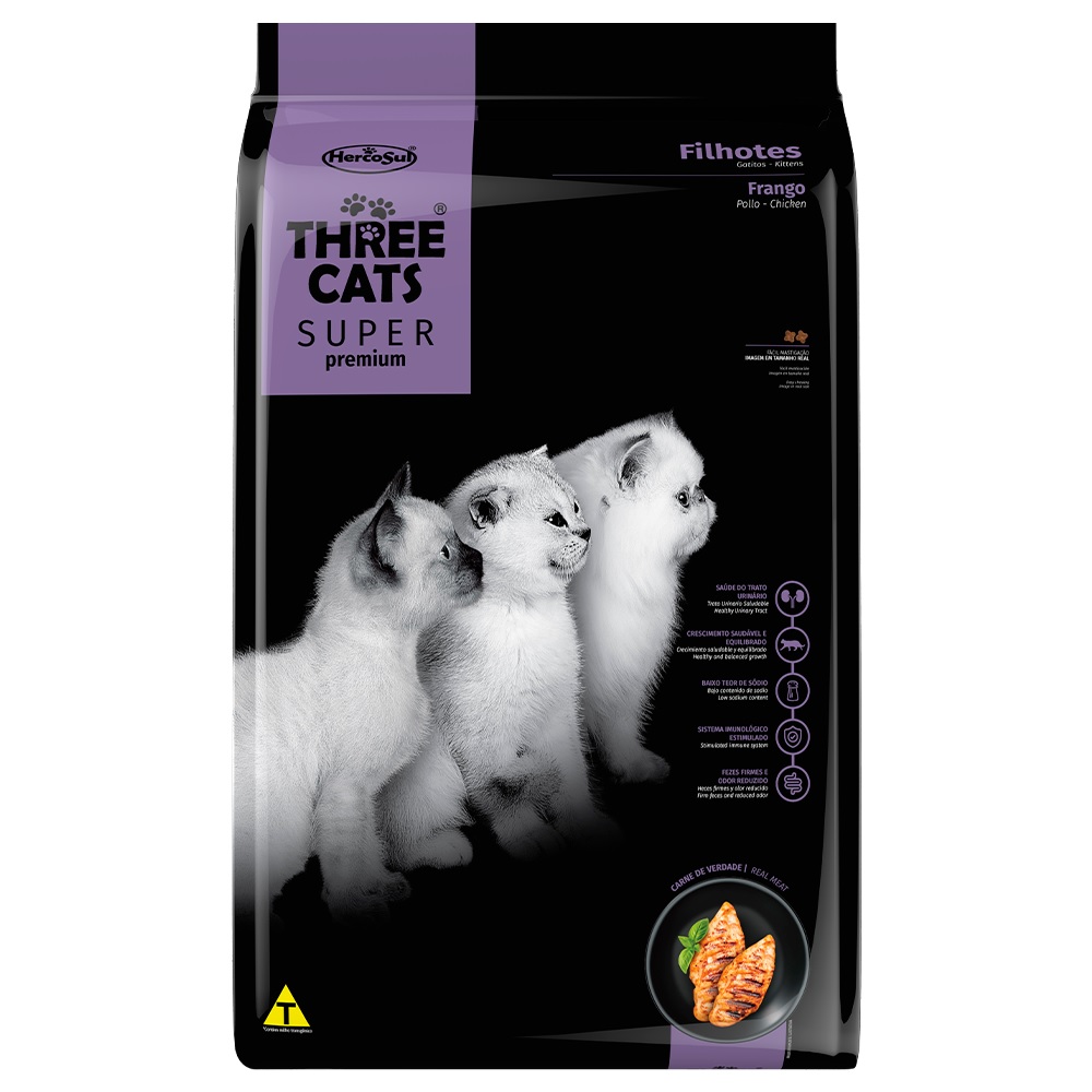 Racao Gato Three Cats Super Premium Filhote Sabor Frango 3kg | Shopee ...