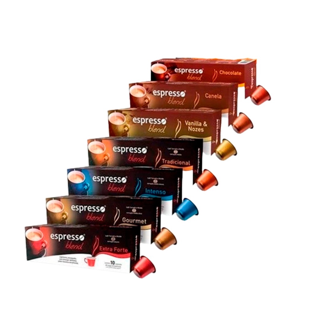 Kit com 70 Cápsulas de Café Puros e Saborizados p/ Nespresso Inissia ...