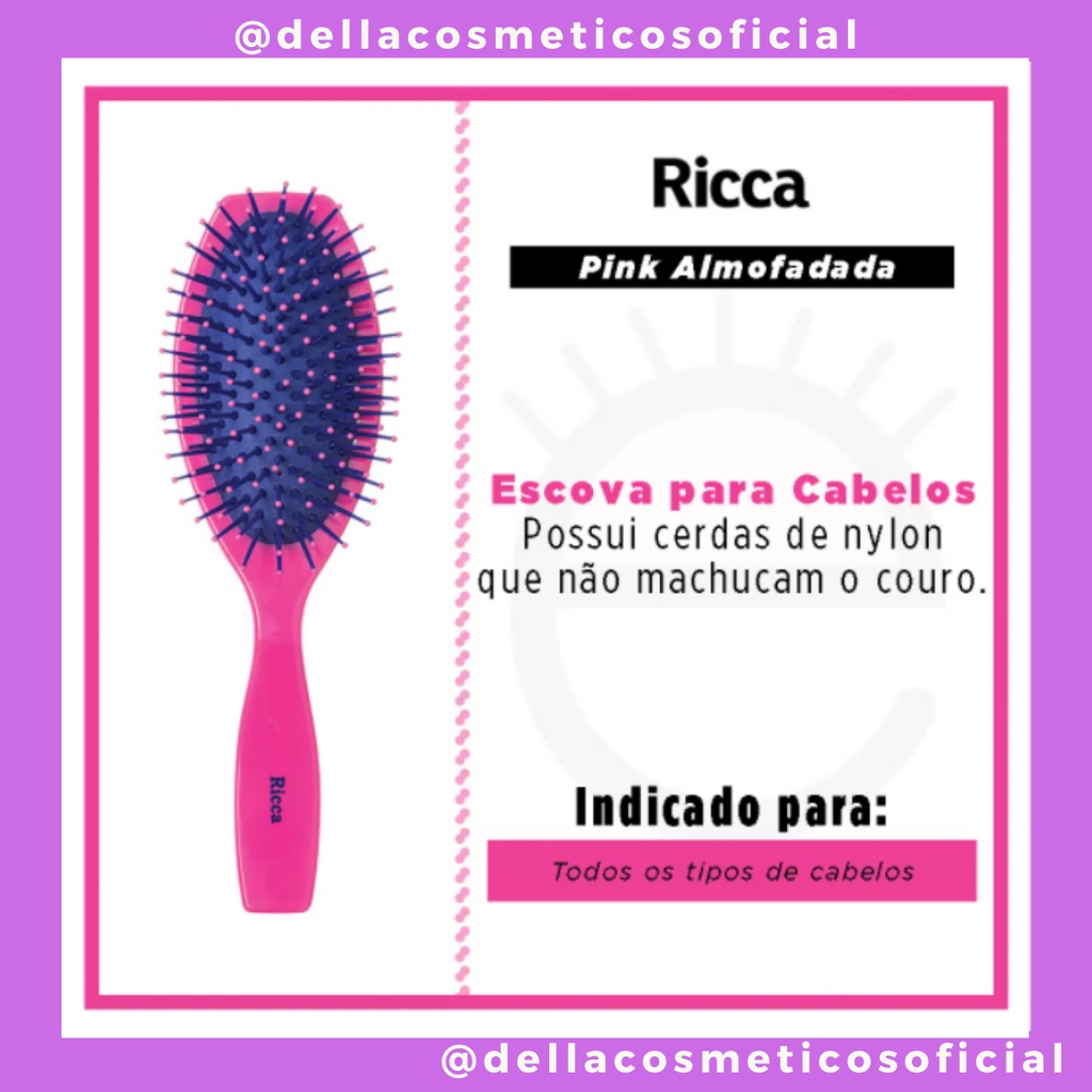 Escova de Cabelo Almofadada Ricca Pink e cereja | Shopee Brasil