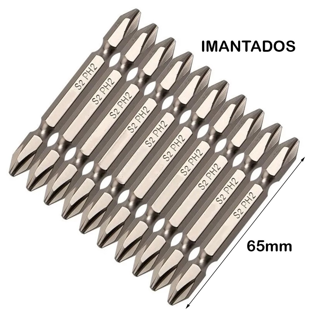 Jogo Bits Philips Parafusadeira 65mm 10 Pçs Imã Potente Ph2 Pontas ...