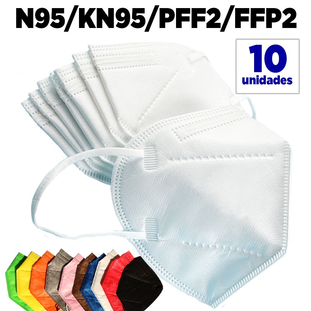 Mascara 5 camadas N95 / KN95 / PFF2 / FFP2 10 un coloridas | Shopee Brasil