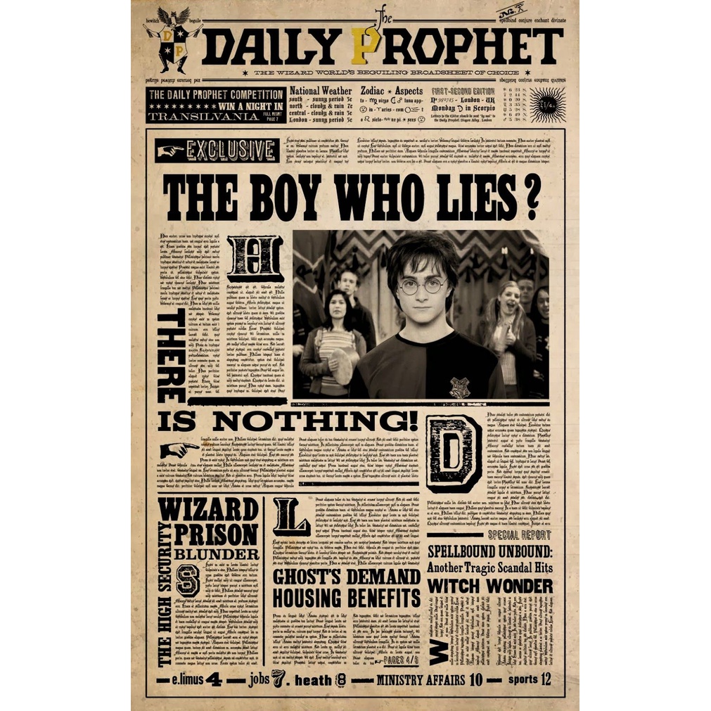 Poster Harry Potter Retro - Profeta Diário - Poster Daily Prophet ...