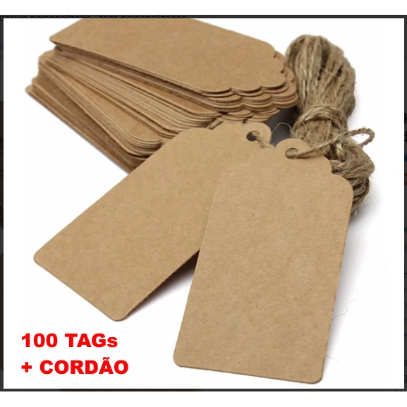 100 etiquetas tags em Papel kraft | Shopee Brasil