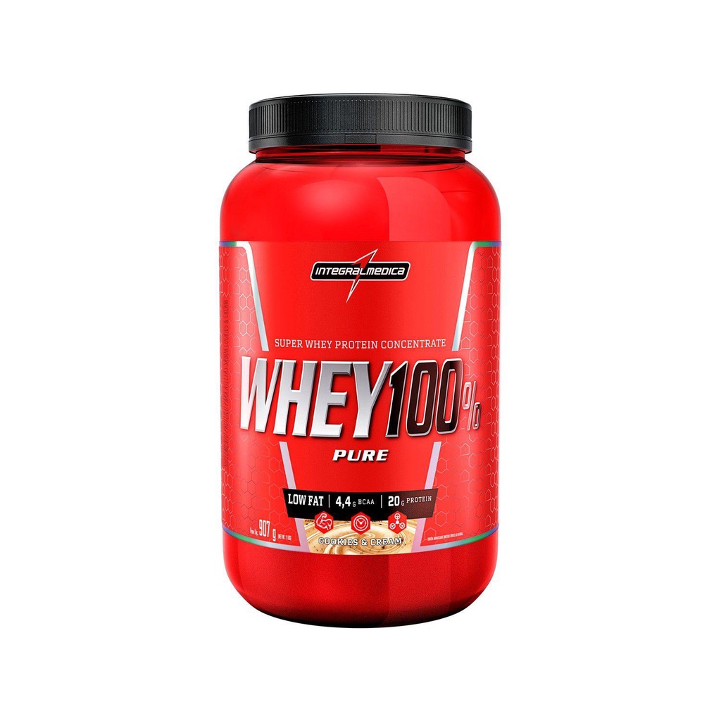 Whey Protein Concentrado Integralmédica 100% Pure - 907g Cookies and Cream Natural | Shopee Brasil