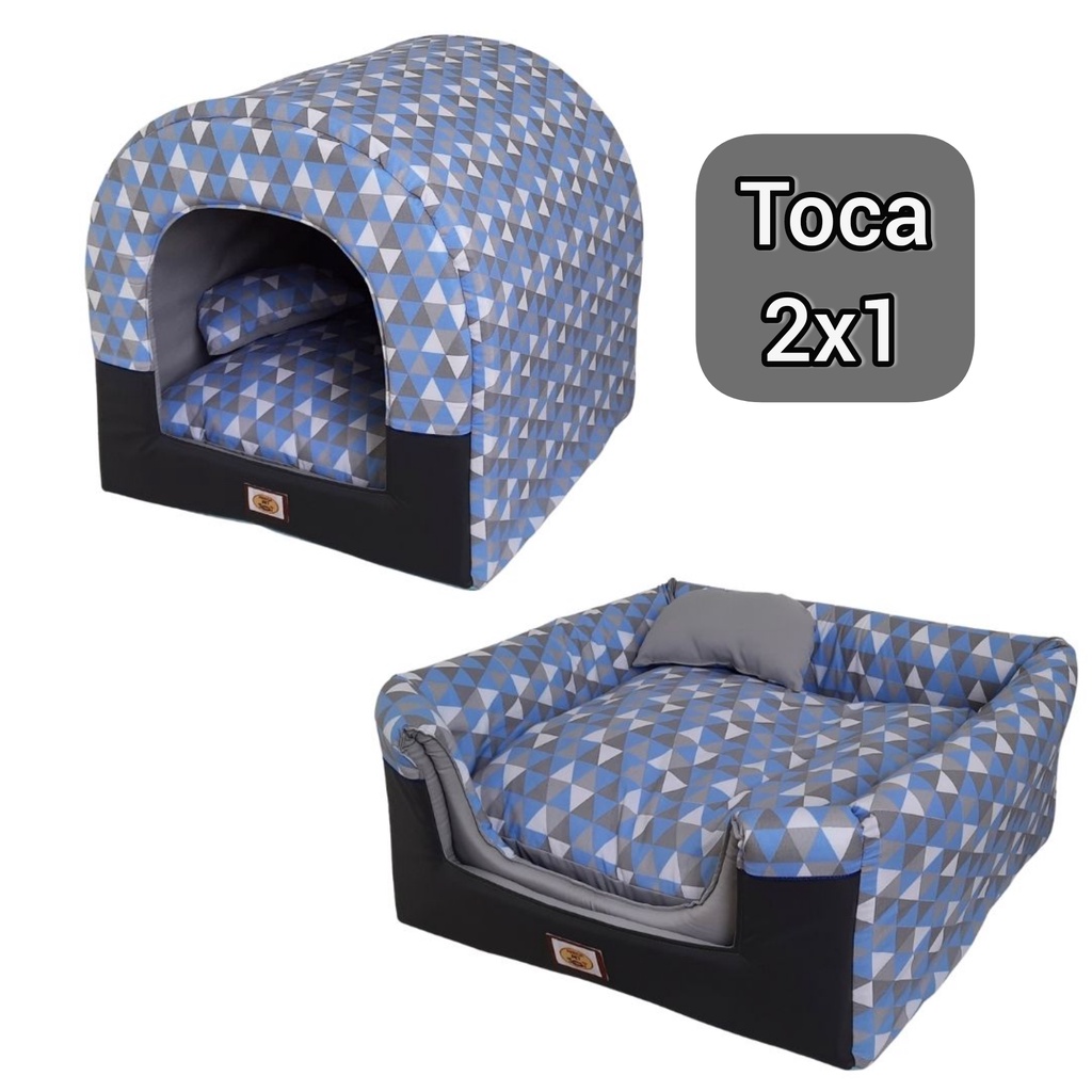 Toca pet Chevron Azul 2x1 para gatos cachorros e filhotes cama casinha ...