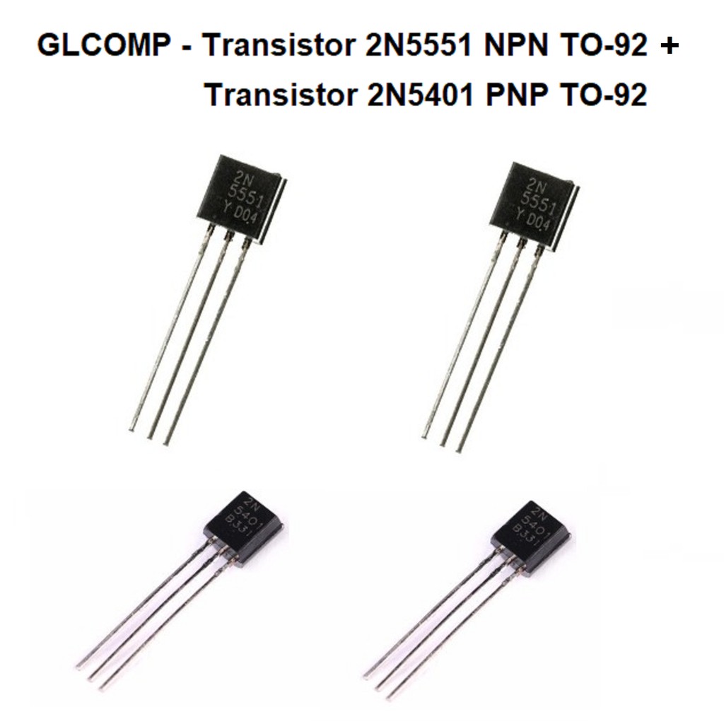 Transistor 2n5551 Npn + 2n5401 Pnp To-92 Kit C/ 25 Pares | Shopee Brasil