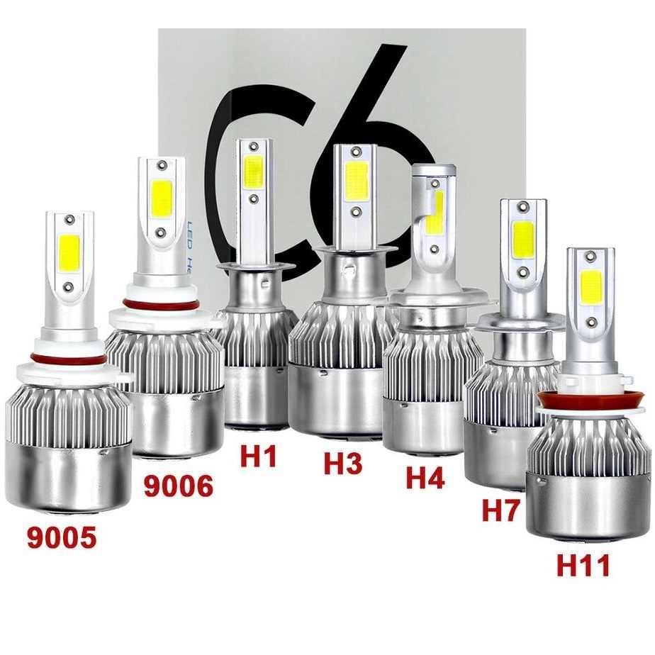 Par Lampada Super Led C6 H1/H3/H4/H7/H8/H11/H16/H27/HB3/HB4 Farol Milha Neblina Forte Branca 4.8 ...