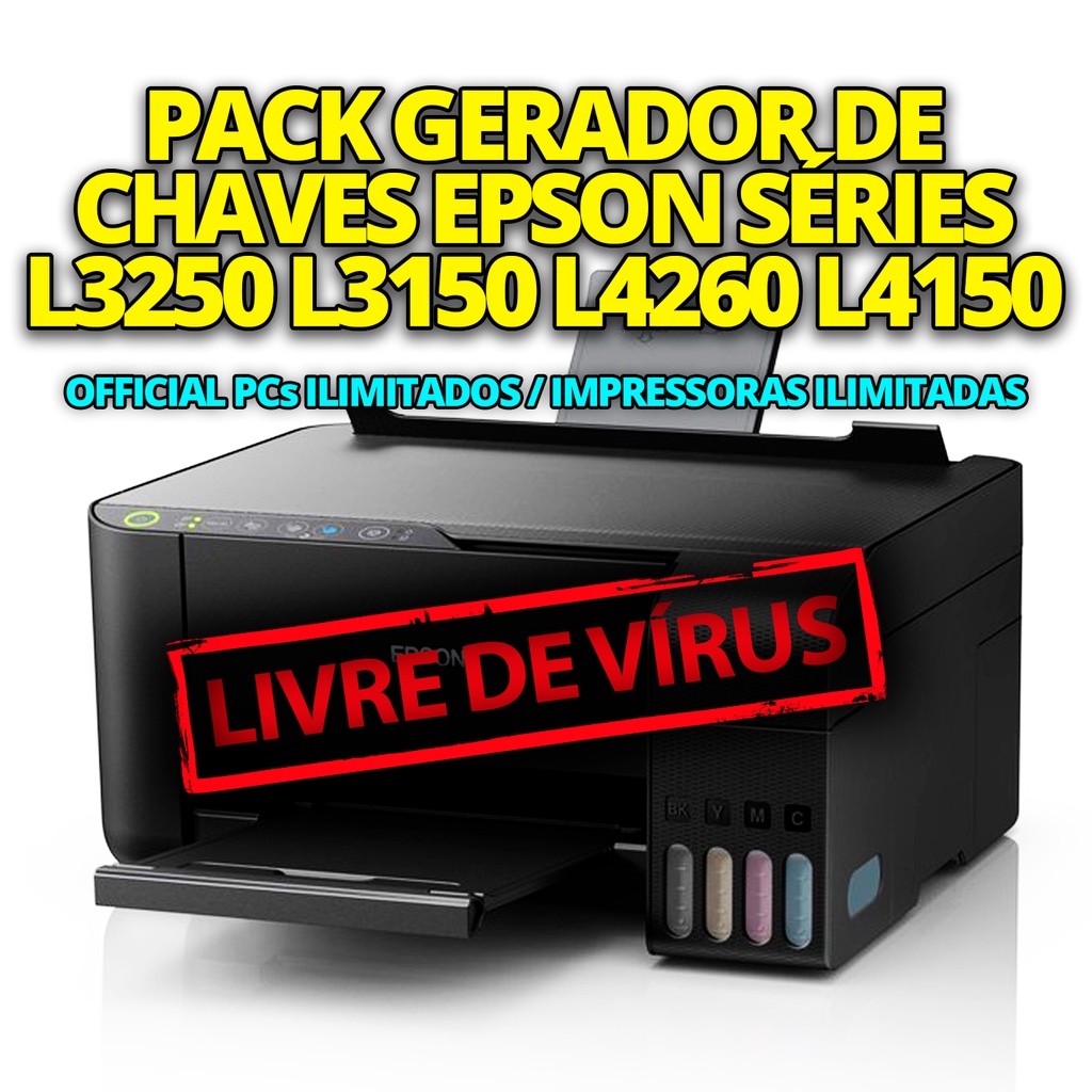 Keygen Epson L3150 L3250 L4150 L4260 Pack | Shopee Brasil