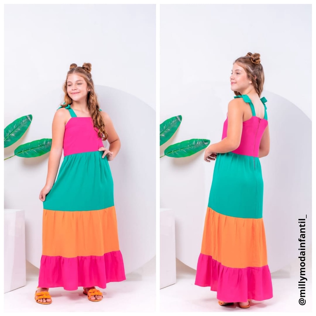 Vestido Longo Marias (Milly Moda Infantil) | Shopee Brasil