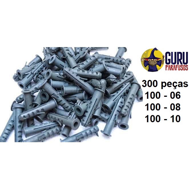 Kit 300 Buchas 06 08 10 Bucha De Fixação Com Anel Aba Faz A Boa