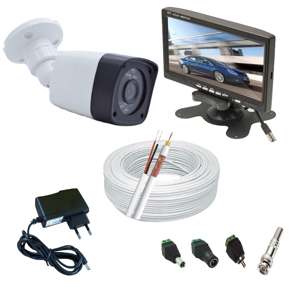 Kit Cftv 1 Câmera Infravermelho Full Hd 2.0 Mp+ Monitor Lcd Para ...
