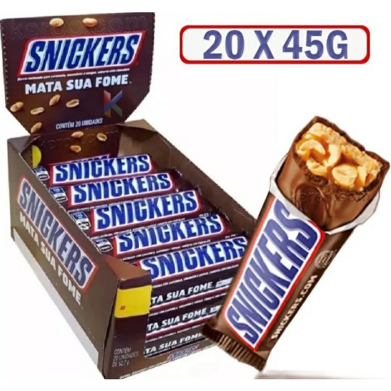 Snickers caixa com 20 unidades de 45g | Shopee Brasil