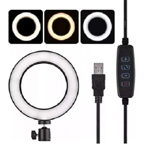 Kit Iluminador Led Circular Ring Light Bicolor Usb + Tripe | Shopee Brasil
