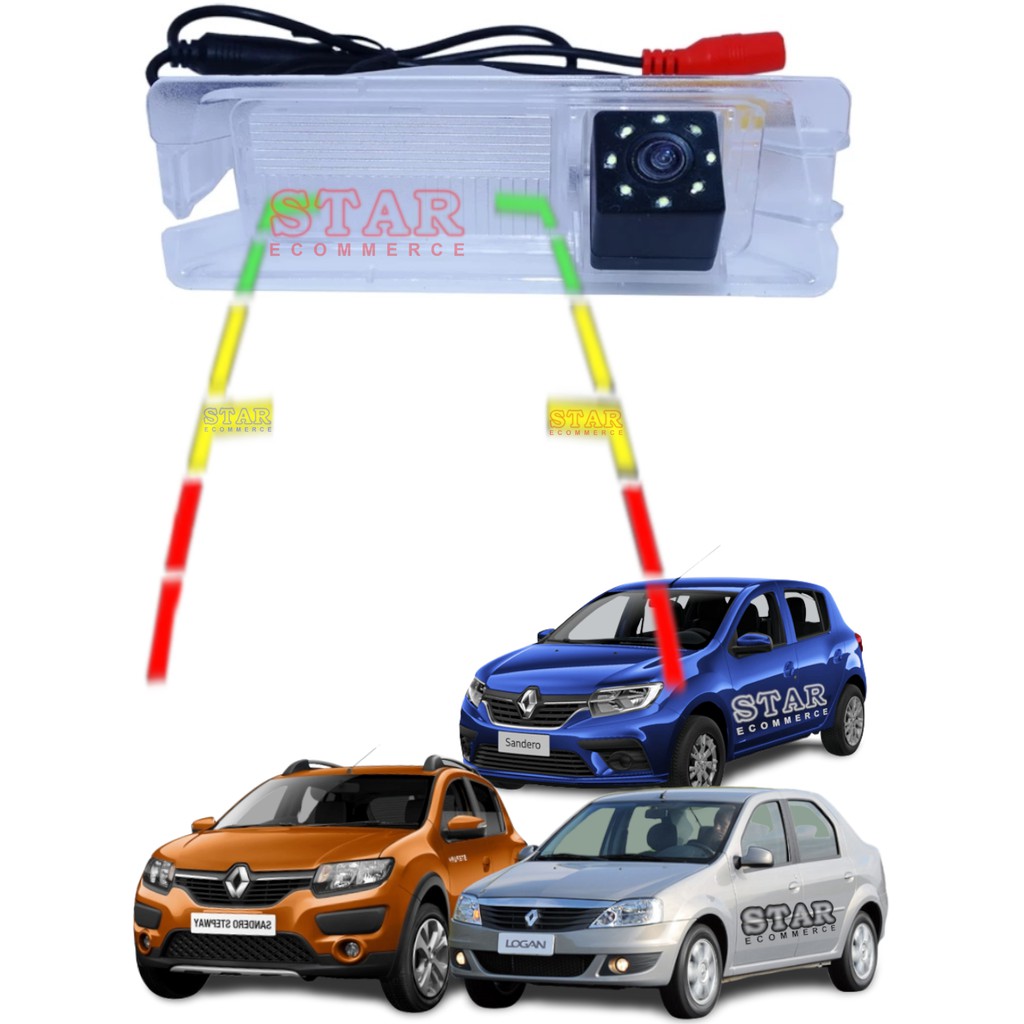 Câmera de Ré Renault Sandero Logan Clio Sandero Stepway Específica ...
