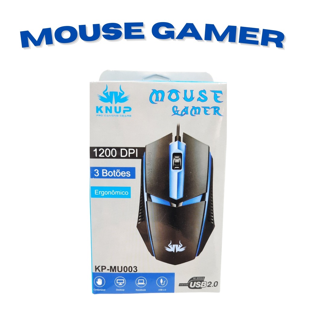 Mouse Gamer Knup KP-MU003 1200 DPI Cabo USB 1,3M | Shopee Brasil
