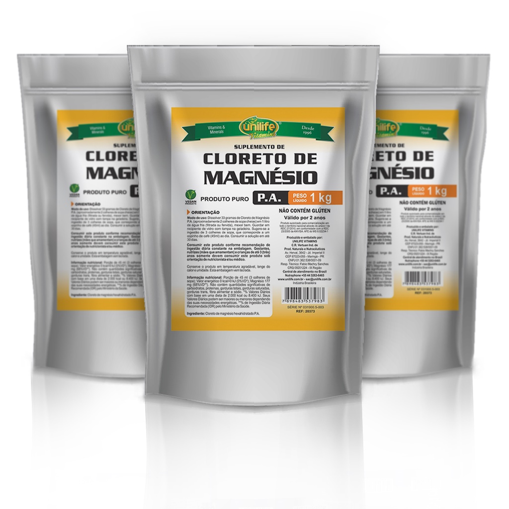 Suplemento mineral Cloreto de magnésio P.A em pó 33g unidade | Shopee ...