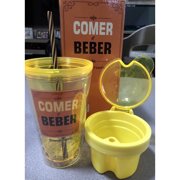 Copo Canudo 2 Em 1 Comer E Beber | Shopee Brasil