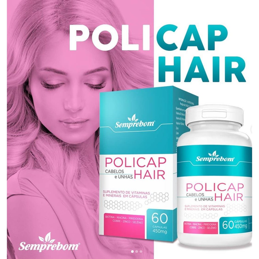 Policap Hair Cabelos e Unhas Semprebom 60 cápsulas de 450mg | Shopee Brasil