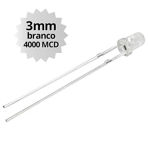 Kit 10 Peças - Led Alto Brilho 3mm Branco 4000mcd | Shopee Brasil