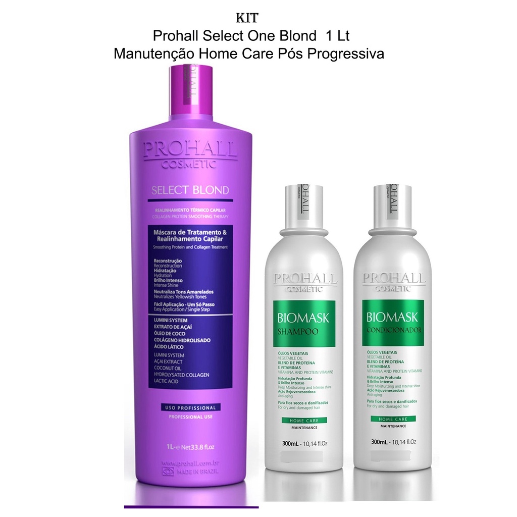 Kit Escova Progressiva Sem Formol 1 Prohall Select One Blond 1 Lt -1 ... Kit Escova Progressiva Sem Formol 1 Prohall Select One Blond 1 Lt -1 ...