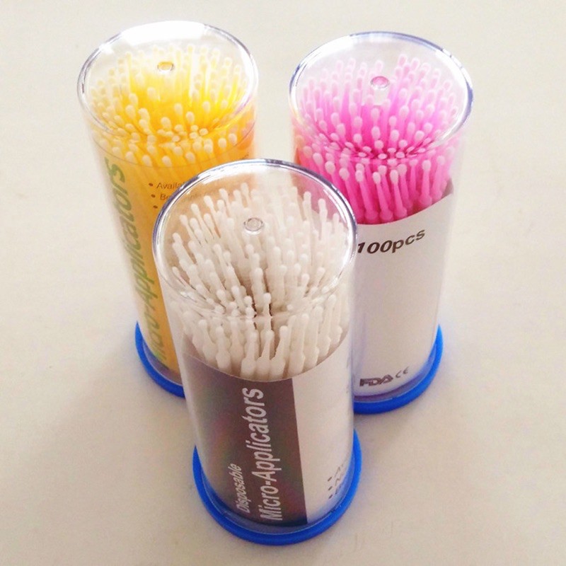 Kit 100 Microbrush Cotonete Alongamento Fio A Fio Cílios | Shopee Brasil