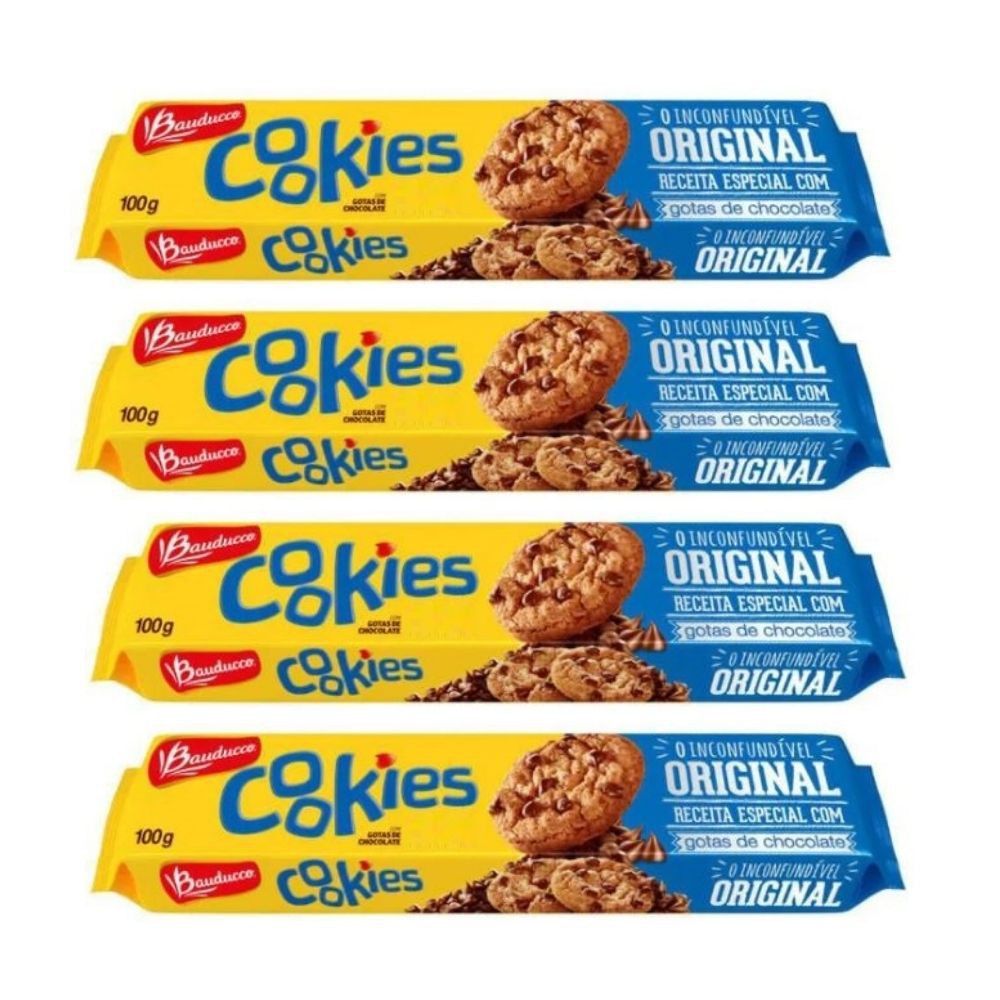 Cookies Bauducco Gotas de Chocolate 100g Biscoito Bolacha - Kit 04 ...