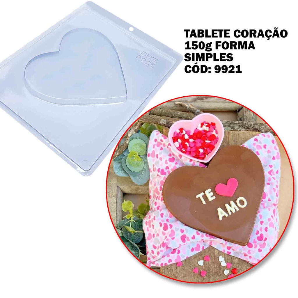 Forma Tablete Coração Acetato Tradicional 150g Cód 9921/BWB | Shopee Brasil