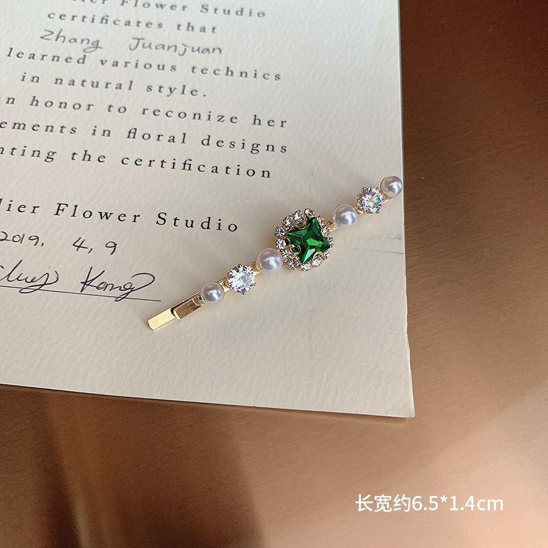 Acessórios De Cabelo Menina Pearl Avó Pérola Verde Água Diamante Grampo ...
