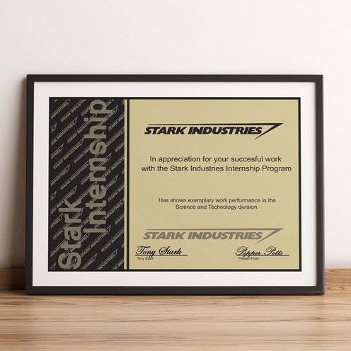 Quadro decorativo Certificado Estágio Industrias Stark - placa ...