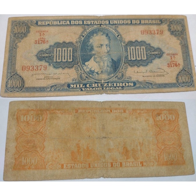 CEDULA DO BRASIL 1000 CRUZEIROS 1963 - C056 - BC - Y3028 | Shopee Brasil