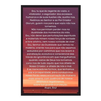 Quadro Oração Prece Proteção Espiritual Orixá Exu Umbanda | Shopee Brasil