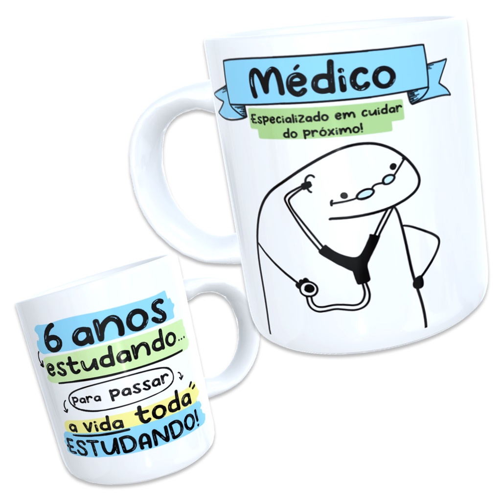 Caneca Flork Médico Branca Porcelana Personalizada - 325ml | Shopee Brasil