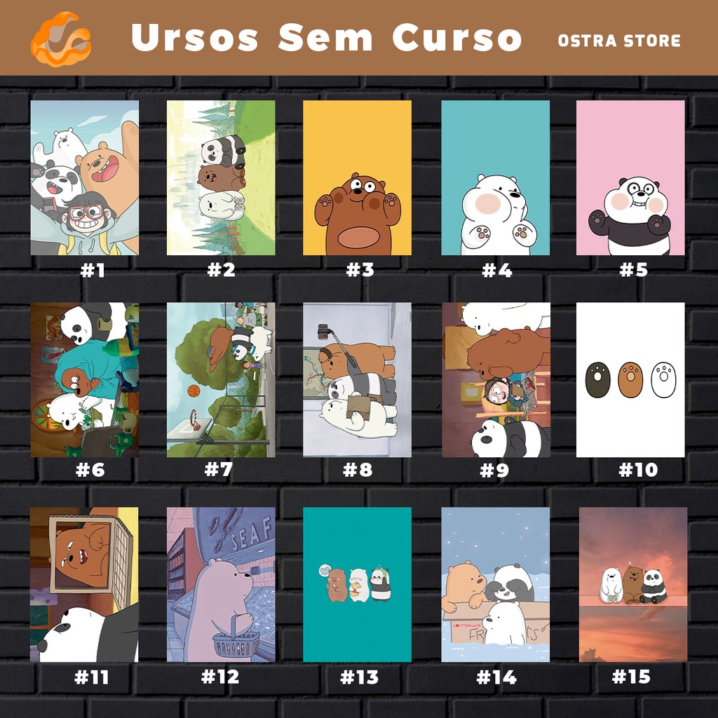 Ursos Sem Curso 01 a 15 - Placa MDF & Quadro com Moldura - Bare Bears ...
