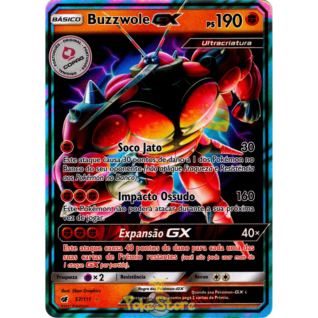 Carta Pokemon Buzzwole GX Português 57/111 Card Original Copag Pronta ...