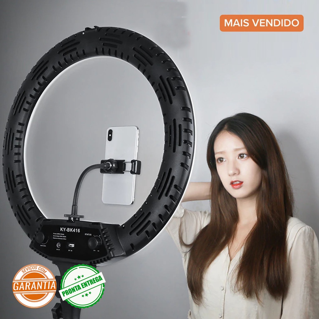 Ring Light Profissional 10 polegada iluminador led 26cm + grande Tripe 2m usb e suporte Celular ...